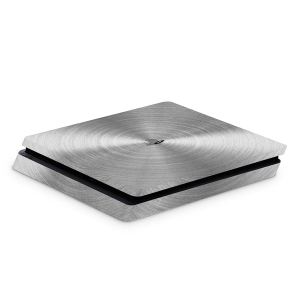 PS4 Slim Console Skin - Brushed Stainless Print | SkinWraps Australia